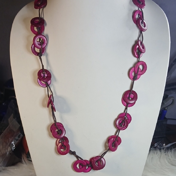 paparazzi | Jewelry | Paparazzi Fuchsia And Brown Loop Necklace Wood ...